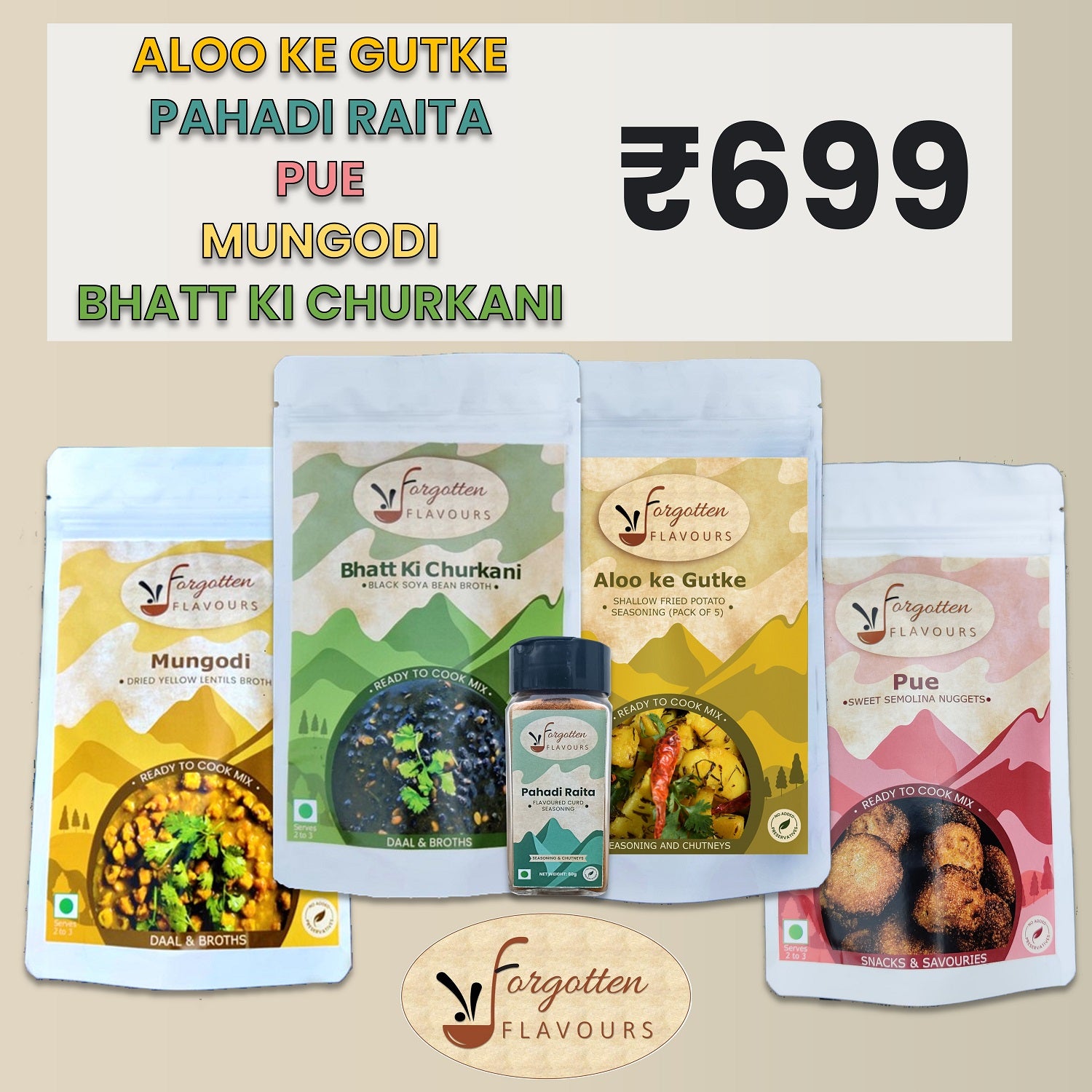 Comfort Foods Combos - Mungodi, Churkani, Aloo Gutke, Pahadi Raita, Pu ...
